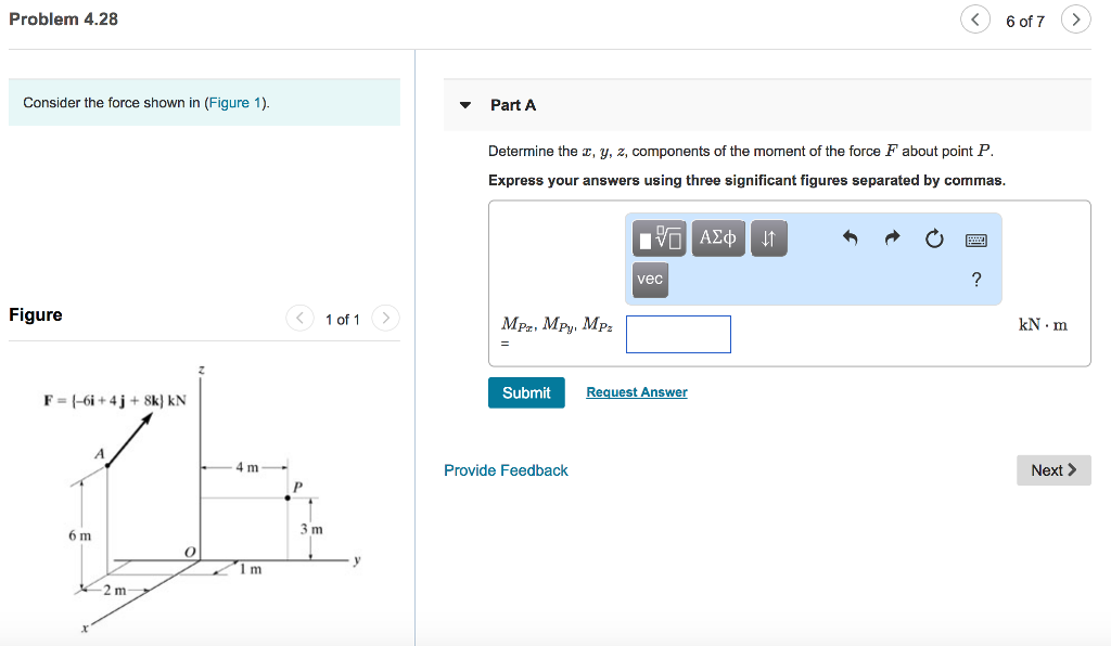 Solved Problem 4.28 6 of 7> Consider the force shown in | Chegg.com