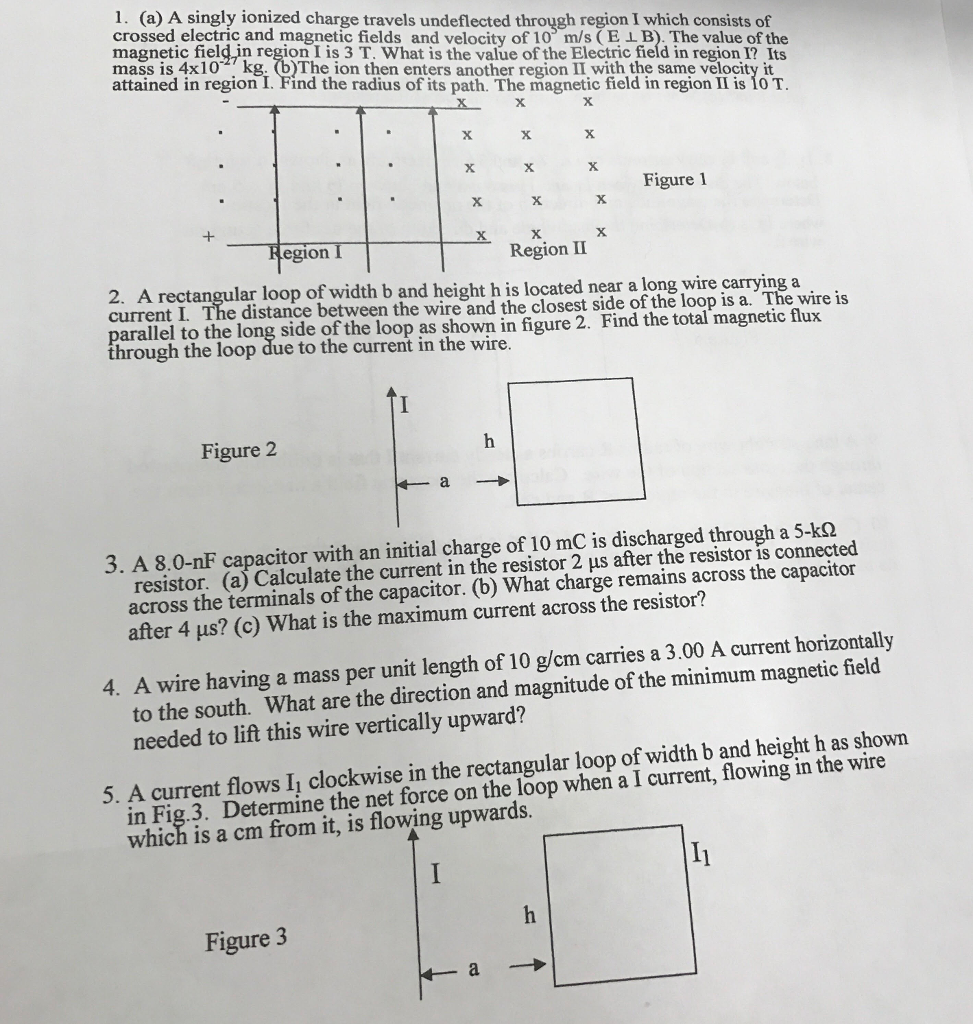 Solved (a) A singly ionized charge travels undeflected | Chegg.com