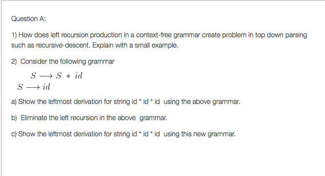 Solved How does left recursion production in a context-free | Chegg.com