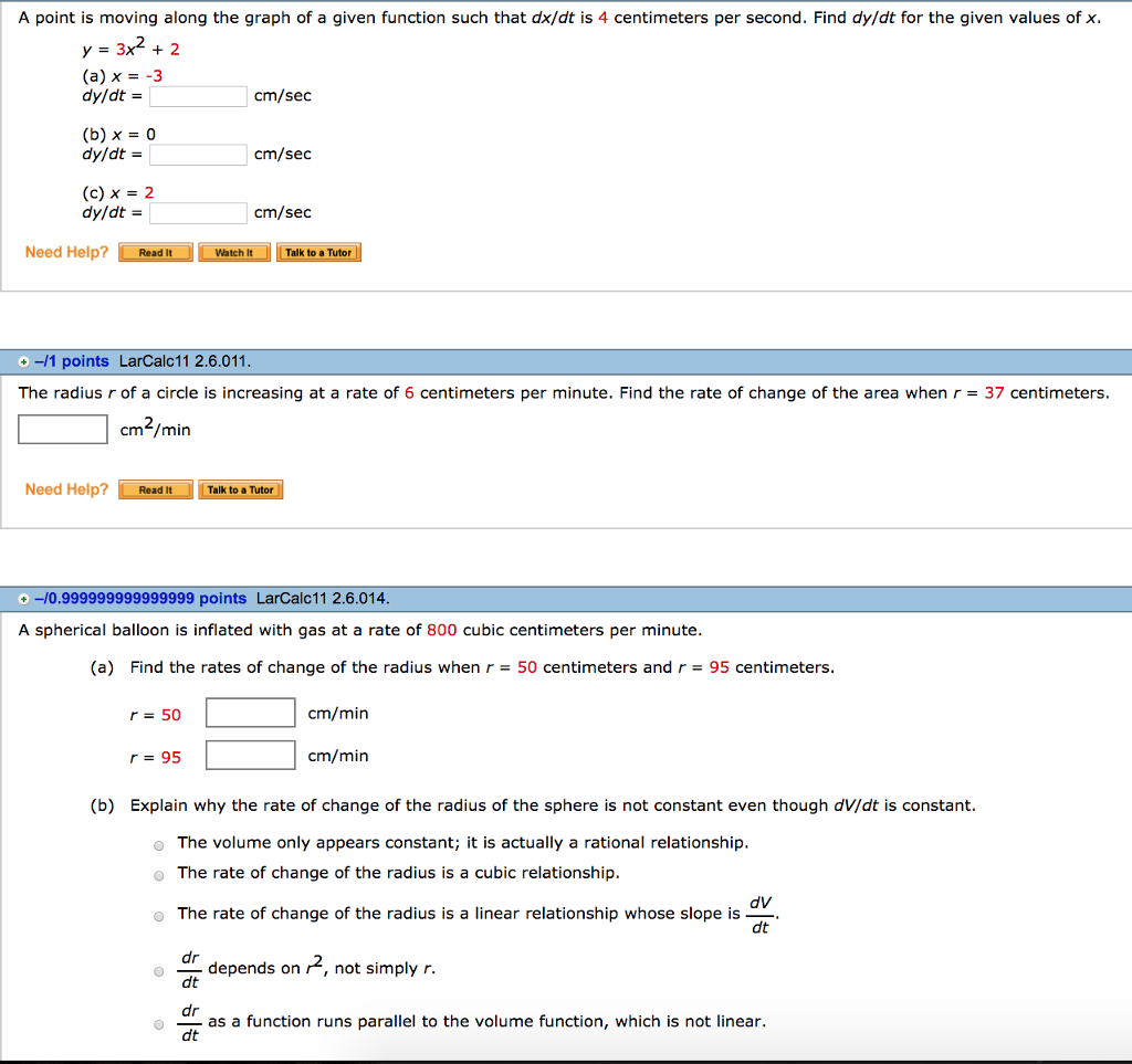 Solved A point is moving along the graph of a given function | Chegg.com
