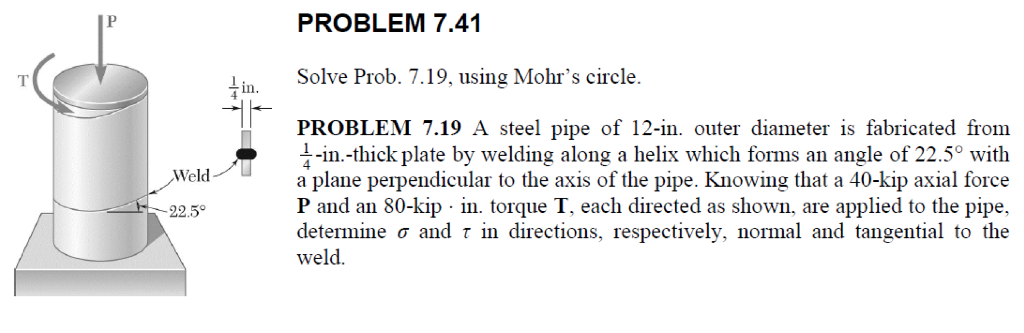 Solved PROBLEM 7.41 Solve Prob. 7.19, using Mohr's circle. | Chegg.com