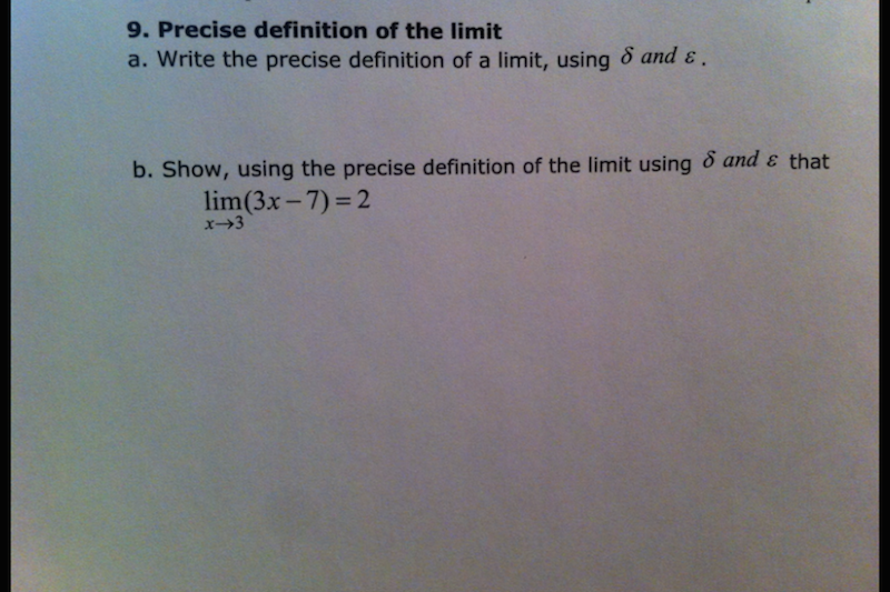 Solved Write the precise definition of a limit, using delta | Chegg.com