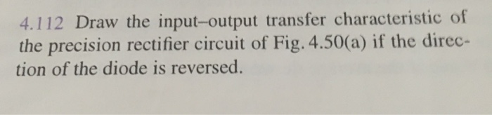 Solved 4.112 Draw the input-output transfer characteristic | Chegg.com