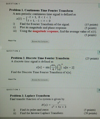 Solved QUESTION 1 Problem 1. Continuous Time Fourier | Chegg.com