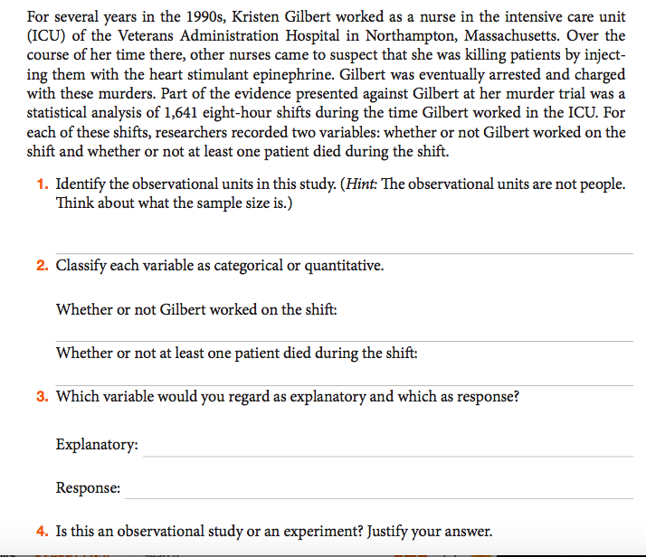 Solved For several years in the 1990s, Kristen Gilbert | Chegg.com