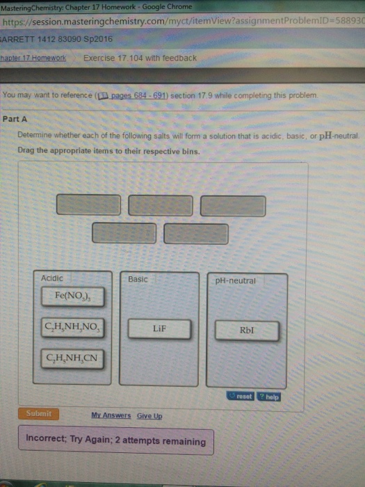 Solved Determine whether each of the following salts will | Chegg.com