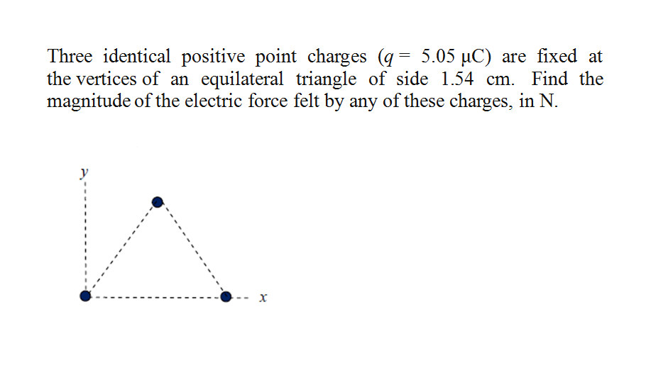 Solved Three identical positive point charges (q = 5.05 mu | Chegg.com