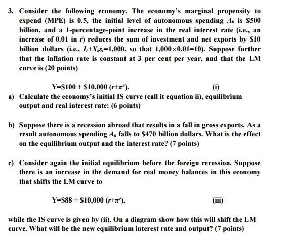 Solved Consider the following economy. The economy's | Chegg.com Solved Consider the following economy. The economy's | Chegg.com