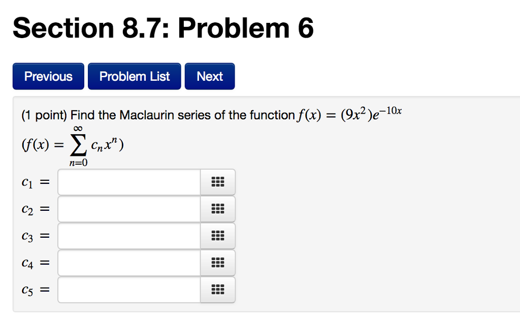 Solved Section 8.7: Problem6 PreviouS Problem List Next (1 | Chegg.com