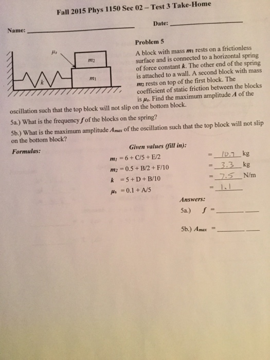 Solved A block with mass m1 rests on a frictionless surface | Chegg.com