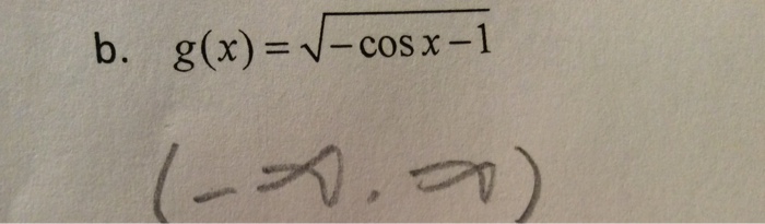 Solved Find the domain g(x) = Squareroot - cos x - 1 | Chegg.com