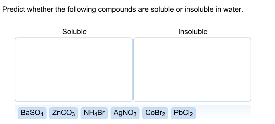 Solved Predict whether the following compounds are soluble | Chegg.com