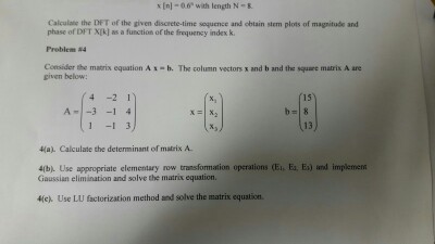 Solved Calculate the DFT of the given discrete-time sequence | Chegg.com