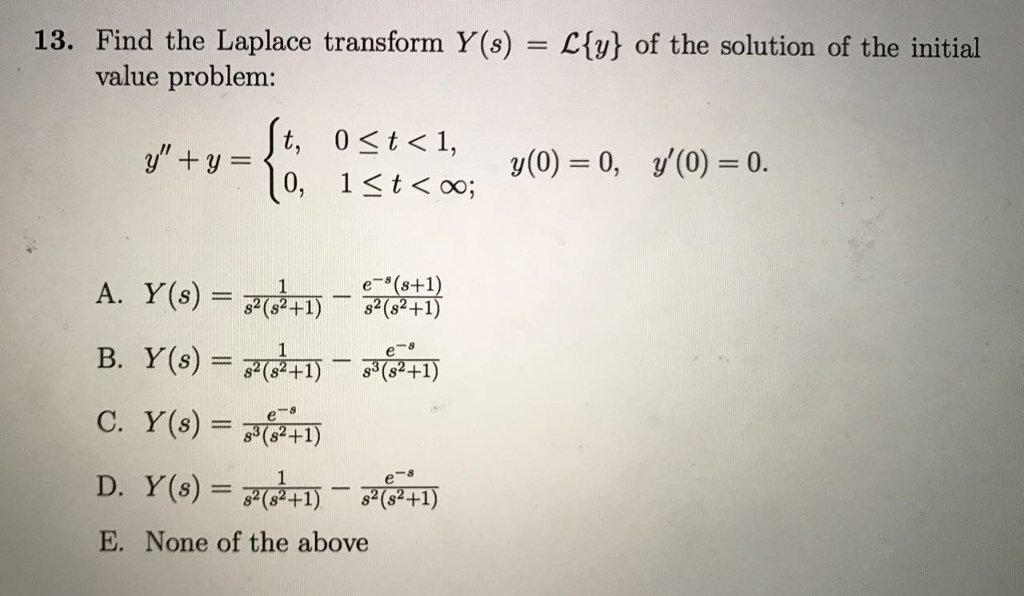 Solved Find the Laplace transform Y(s) = L(y) of the | Chegg.com