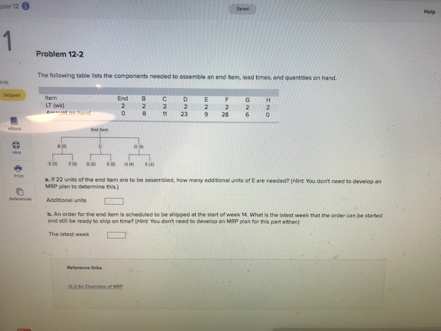 Solved pter 12 Help Problem 12-2 The following table lists | Chegg.com Solved pter 12 Help Problem 12-2 The following table lists | Chegg.com