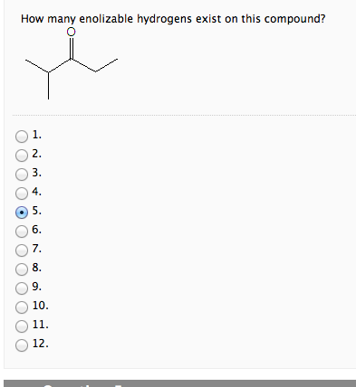 Solved How many enolizable hydrogens exist on this compound? | Chegg.com
