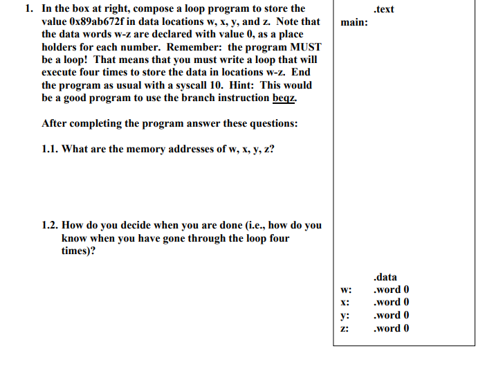1. In the box at right, compose a loop program to | Chegg.com