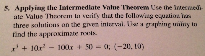 Applying the Intermediate Value Theorem Use the | Chegg.com