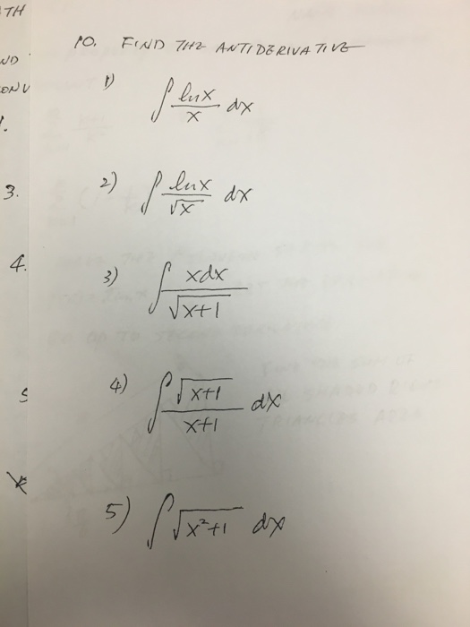 Solved FIND THE ANTIDERIVATIVE integral lnx/x dx integral | Chegg.com