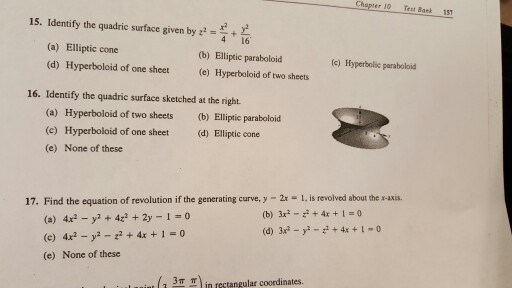 Solved Identify the quadric surface given by Z^2 = X^2/4 + | Chegg.com