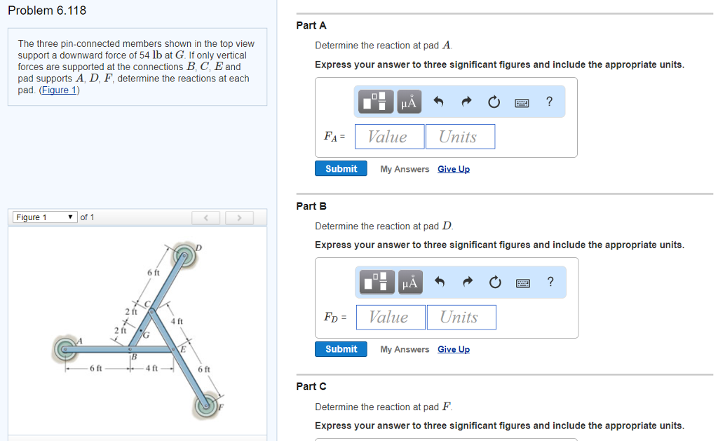 Solved The three pin-connected members shown in the top view | Chegg.com