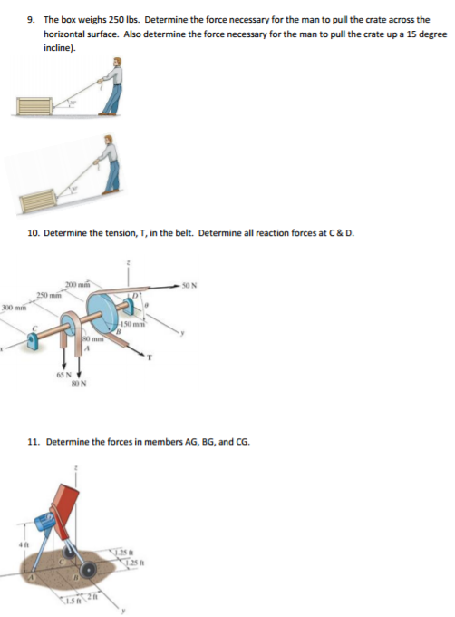Solved The box weighs 250 lbs. Determine the force necessary | Chegg.com