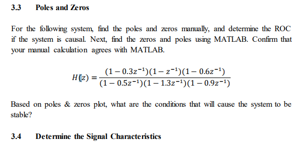 Solved 3.3 Poles and Zeros For the following system, find | Chegg.com