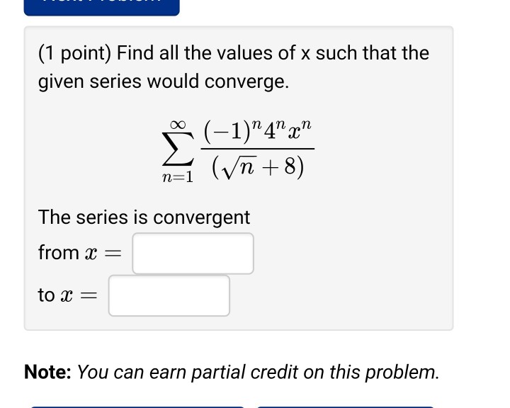 Solved (1 point) Find all the values of x such that the | Chegg.com