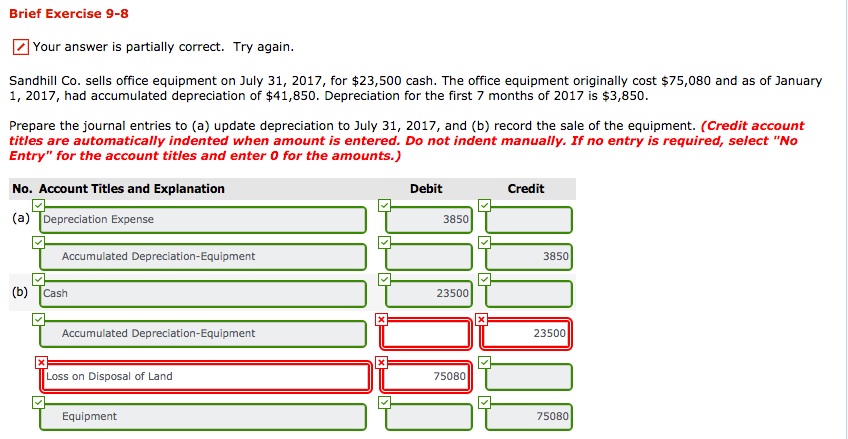 Solved Brief Exercise 9-8 Your answer is partially correct. | Chegg.com