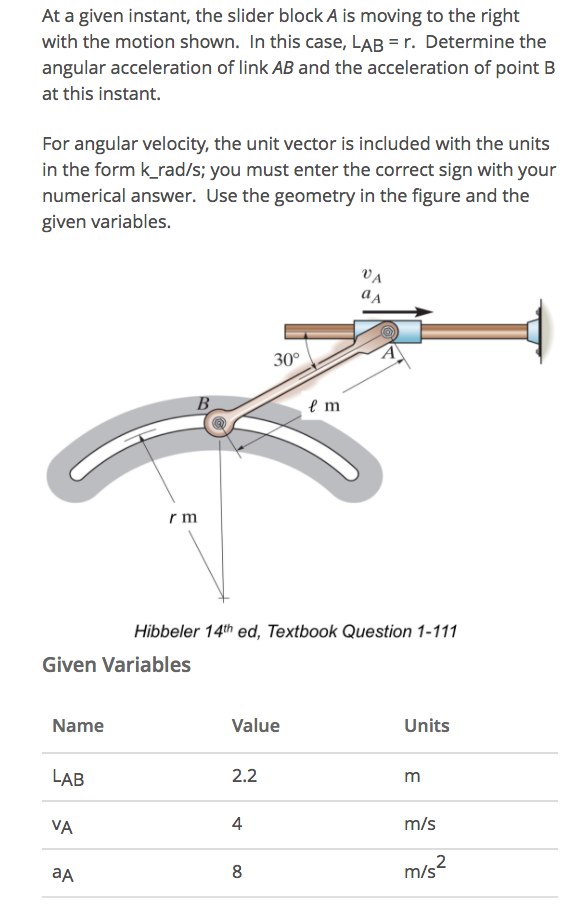 Solved At a given instant, the slider block A is moving to | Chegg.com
