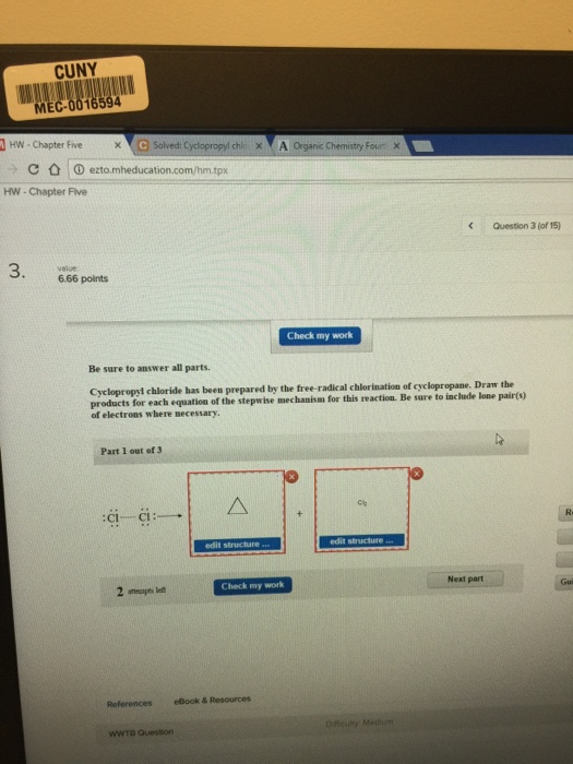 Solved Cyclopropyl chloride has been prepared by the | Chegg.com