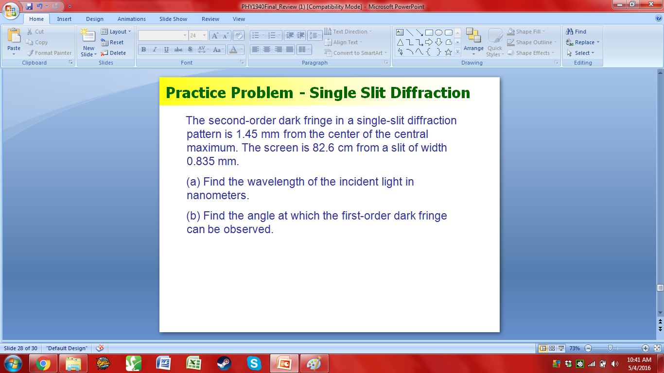 Solved The second-order dark fringe in a single-slit | Chegg.com