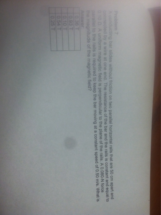 Solved A conducting bar slides without friction on two | Chegg.com