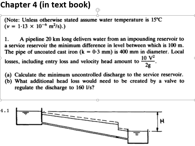 Solved A pipeline 20 km long delivers water from an | Chegg.com