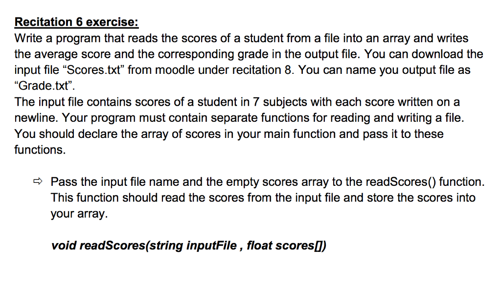 Solved Recitation 6 exercise: Write a program that reads the | Chegg.com