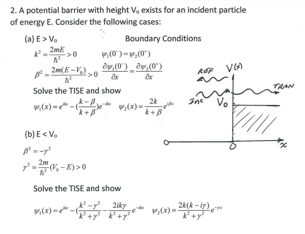 Solved A potential barrier with height V_o exists for an | Chegg.com