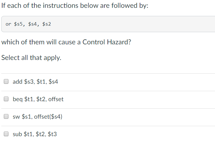 Solved If each of the instructions below are followed by: or | Chegg.com