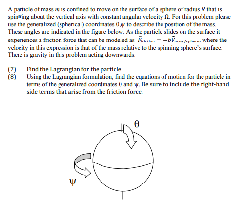 Solved A particle of mass m is confined to move on the | Chegg.com