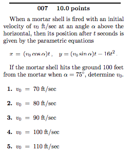Solved When a mortar shell is fired with an initial velocity | Chegg.com