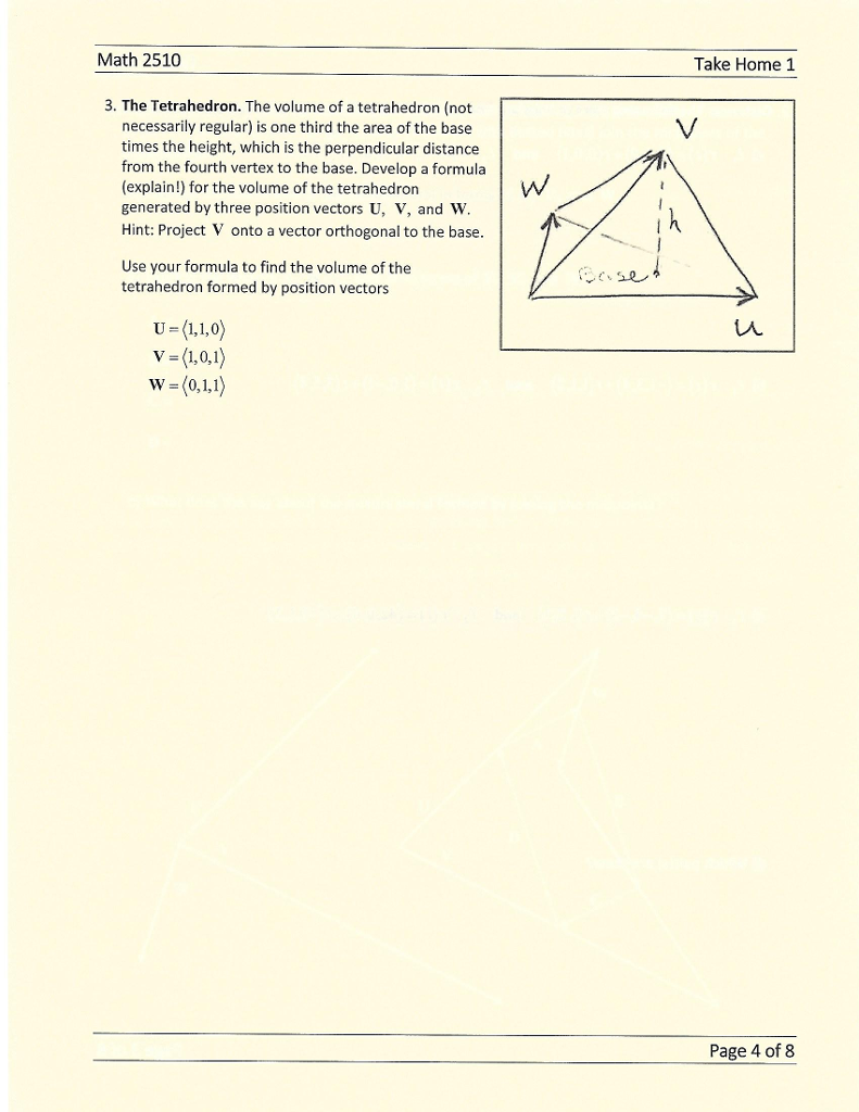 Solved The Tetrahedron. The volume of a tetrahedron (not | Chegg.com