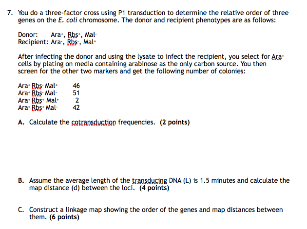 Solved 7. You do a three-factor cross using P1 transduction | Chegg.com