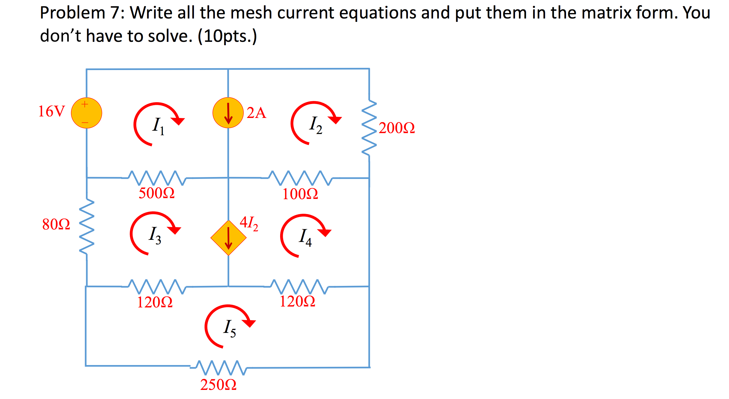 Solved Write all the mesh current equations and put them in | Chegg.com