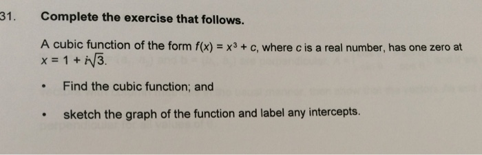 Solved 31. Complete the exercise that follows. A cubic | Chegg.com