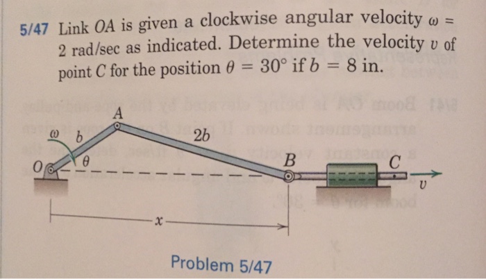 Solved Link OA is given a clockwise angular velocity w = 2 | Chegg.com