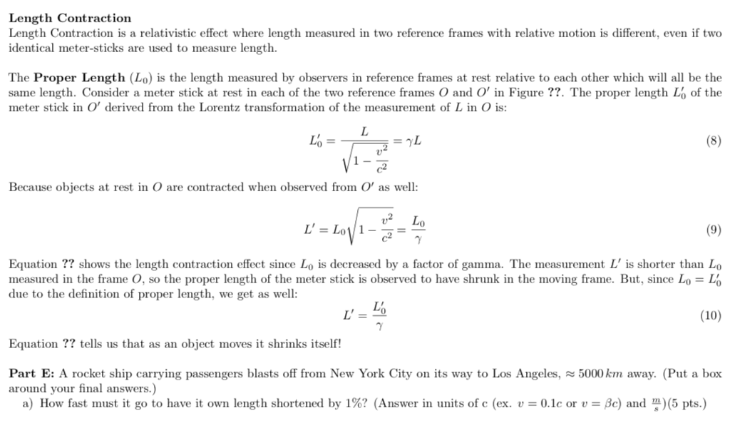 Solved Length Contraction Length Contraction is a | Chegg.com