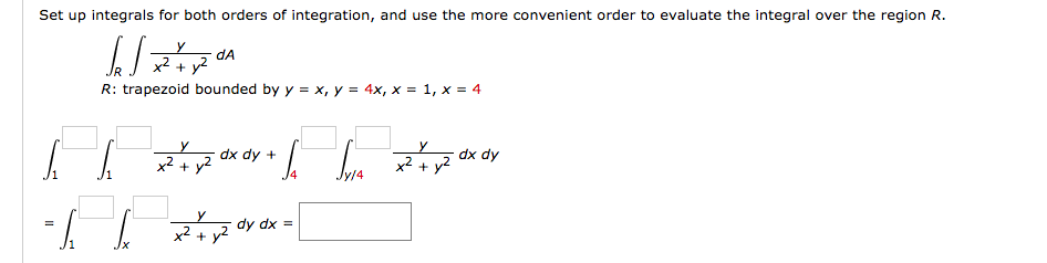 Solved Set up integrals for both orders of integration, and | Chegg.com