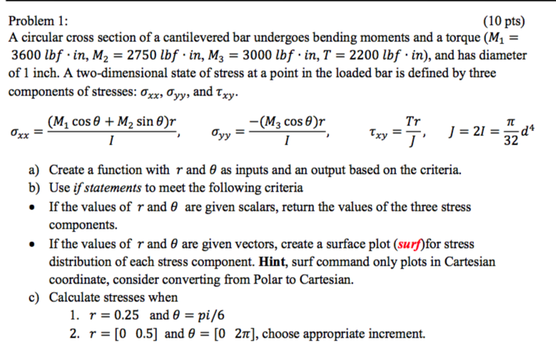 Solved (10 pts) Problem 1: A circular cross section of a | Chegg.com