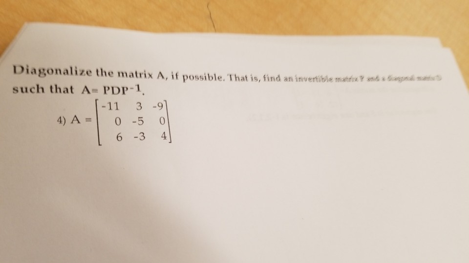 Solved Diagonalize the matrix A, if possible. That is, find | Chegg.com