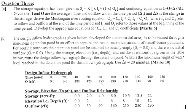 Solved Ωuestion Three: [a] The storage equation has been | Chegg.com