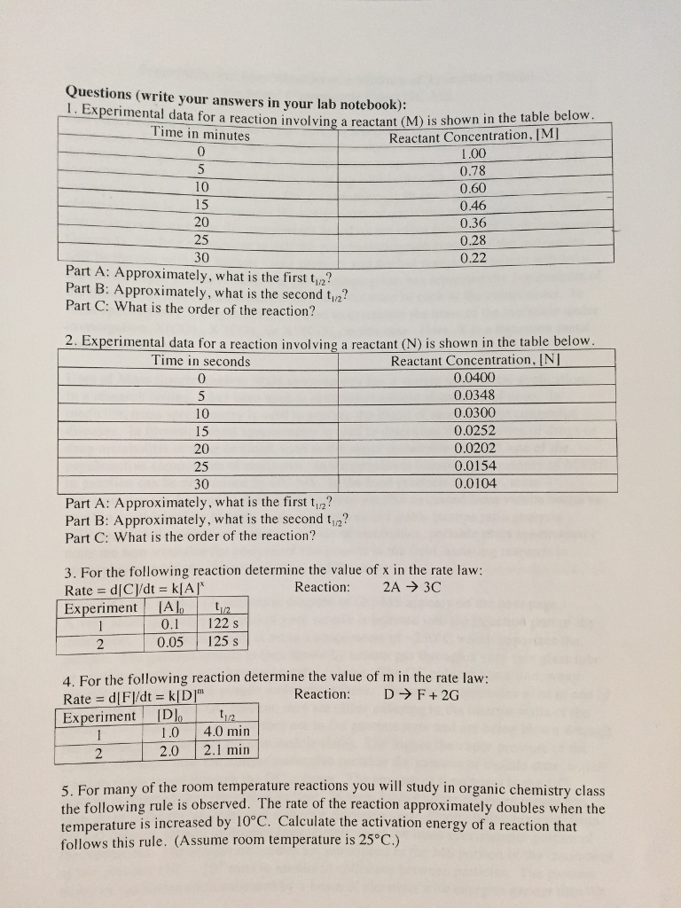 Solved Experimental data for a reaction involving a reactant | Chegg.com